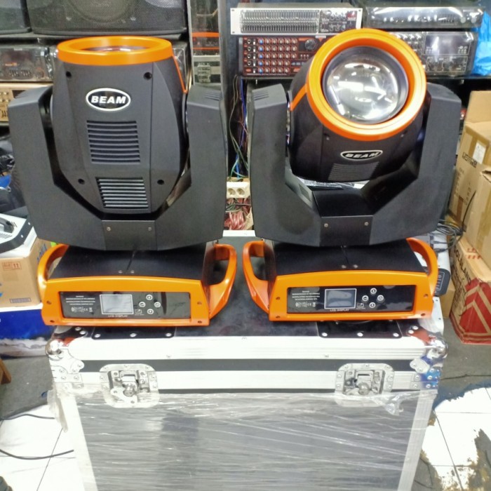 Moving Head Beam 230 Watt 2 Unit Beam+Hardcase+Kabel Power Dan Connect ...
