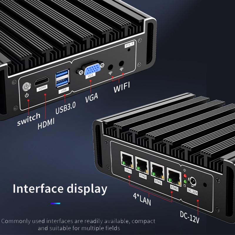 Fanless Mini PC Intel I225 2.5G เราเตอร์นุ่ม Intel J4125 N5105 N5095 Quad Core 4 LAN PfSense ...