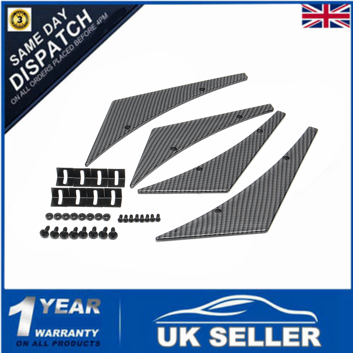 FRONT BUMPER LIP Motors diffuser SPLITTER FINS BODY SPOILER CANARDS ...