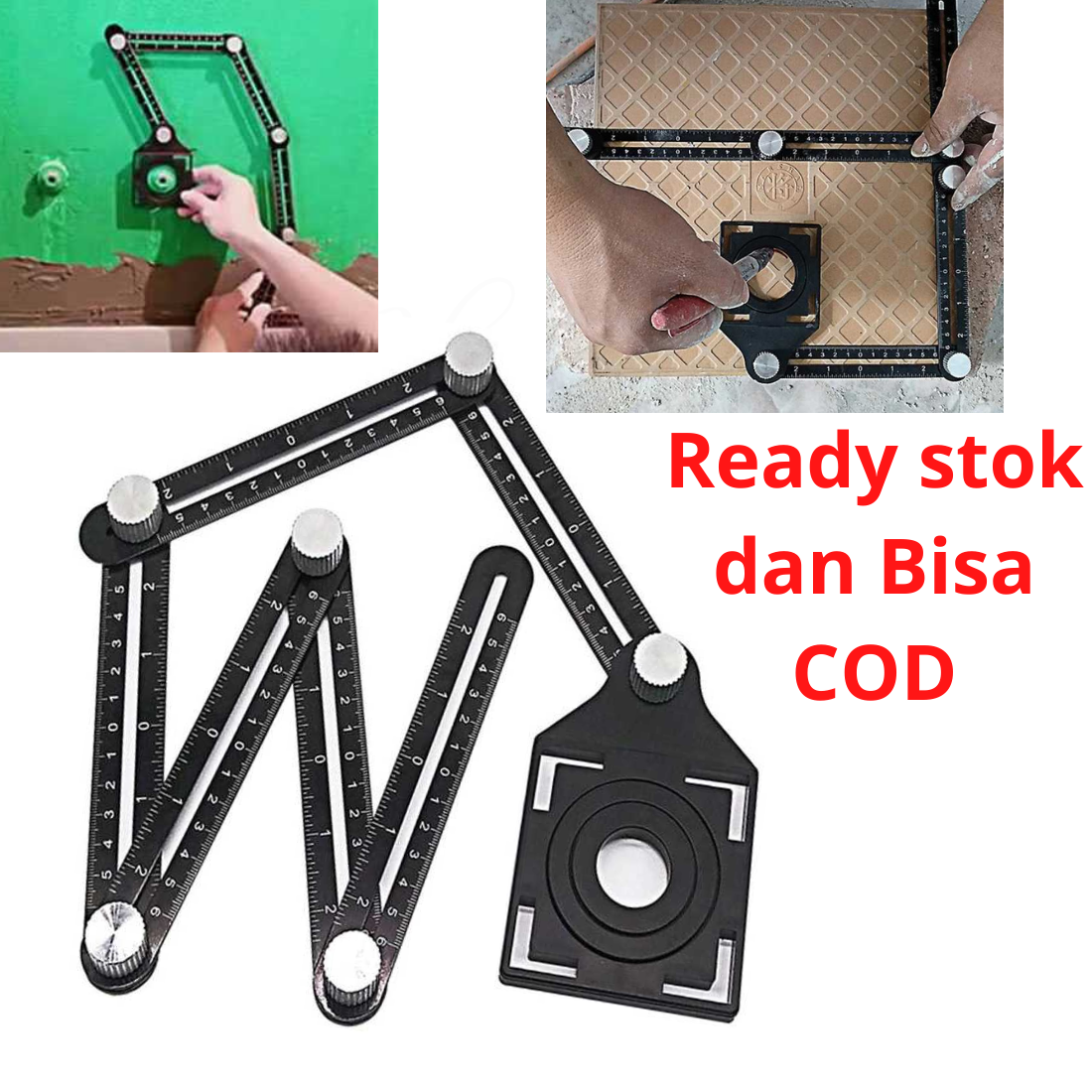 Penggaris Lipat Multifungsi Siku Sudut Template 6 Sudut Alat Ukur ...