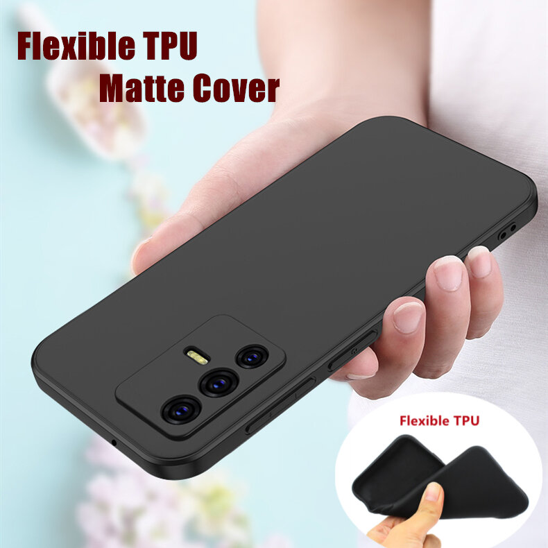 tzmar for Vivo V23 5G Flexible Soft Matte Black Crystal Clear Phone ...