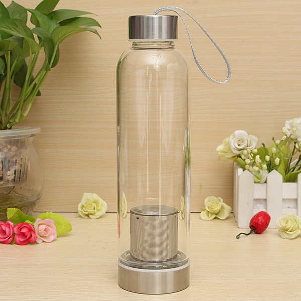 BPA Free Glass Sport Water Bottle with Tea Filter Infuser Protective ...
