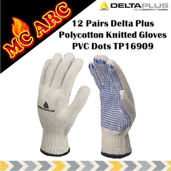 Delta Plus Polycotton Knitted Gloves- PVC Dots TP16909 Original | MC ...