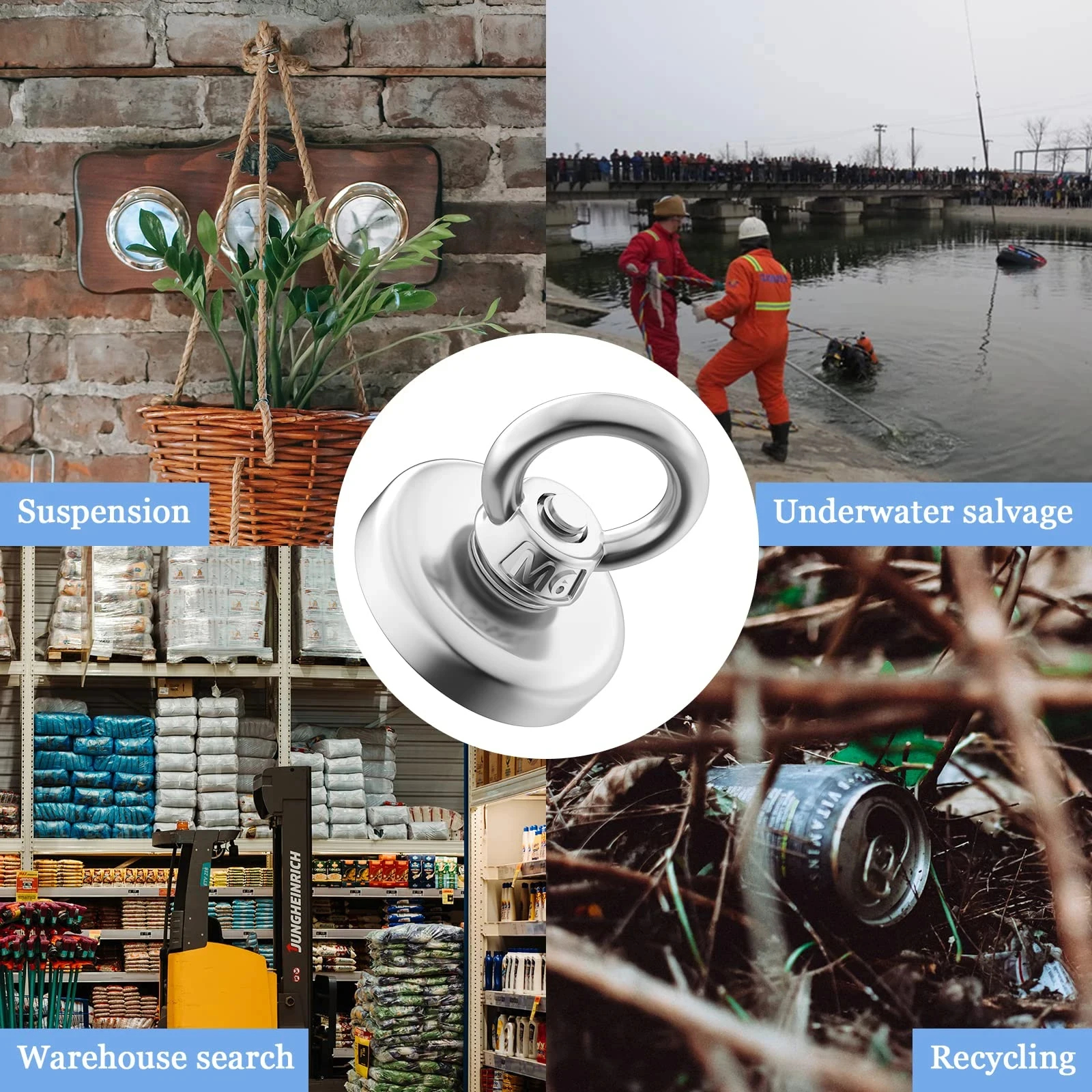 D16~D42mm Super Strong Fishing Magnet N52 Heavy Rare Magnet with ...