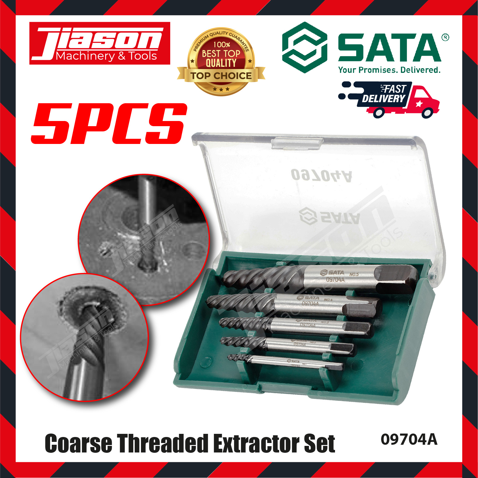 SATA 09704A 5 Pcs Coarse Threaded Extractor Set | Lazada