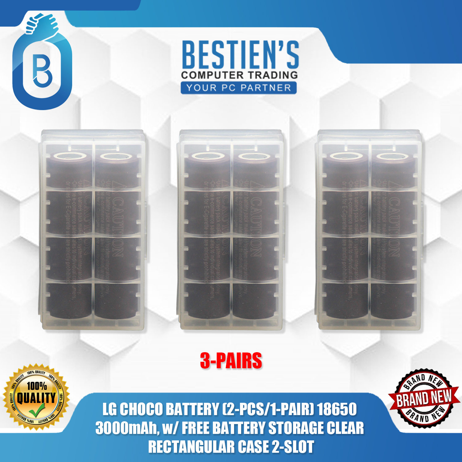LG CHOCO BATTERY (2-PCS/1-PAIR) 18650 3000mAh, w/ FREE BATTERY STORAGE ...