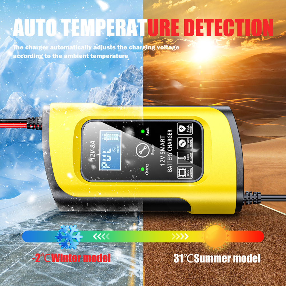 12V 8A Car Battery Charger 3 Stage Charging Intelligent Battery Charger ...