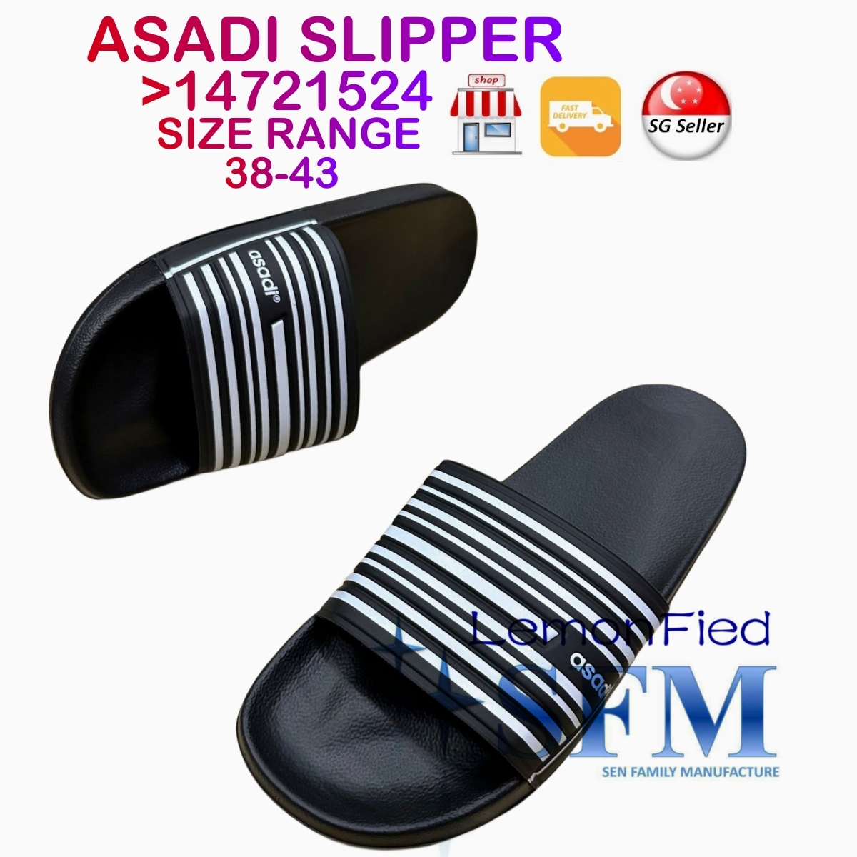 ASADI MIX DESIGN Size 38 - 46 Black Navy Blue Brown WHITE Slipper ...