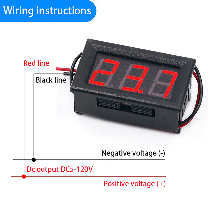 Digital Voltmeter 2-wire DC 5V To 120V Voltage Digital Display ...