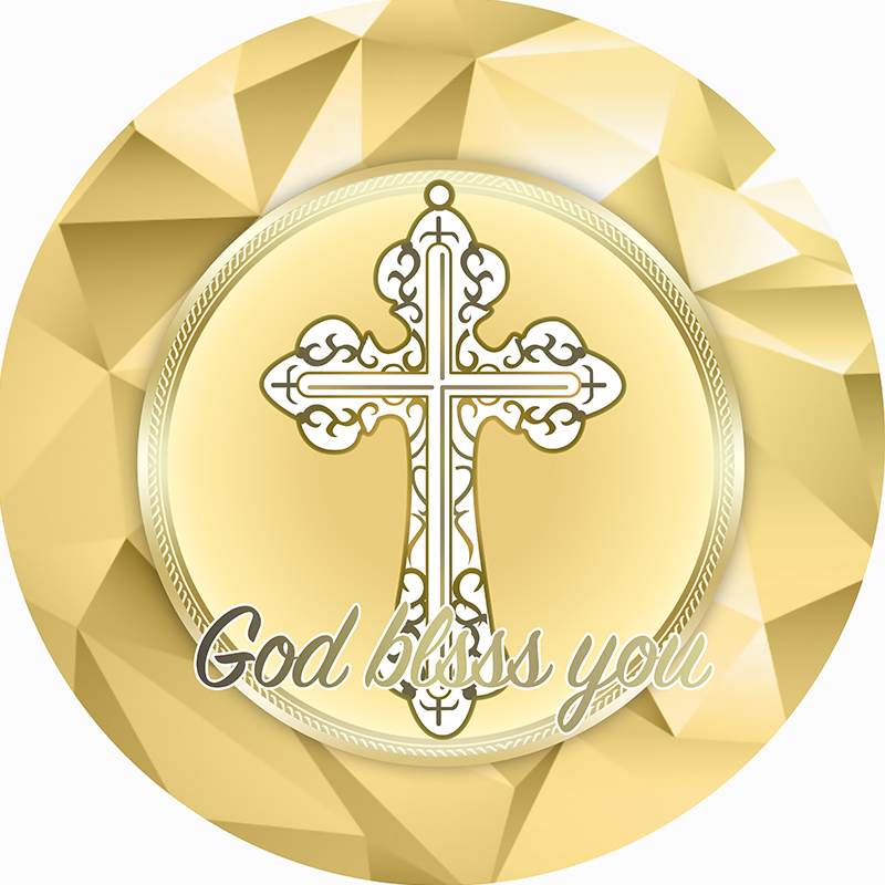 Sensfun God Bless Golden Cross Round Background Circle Photo Backdrop ...