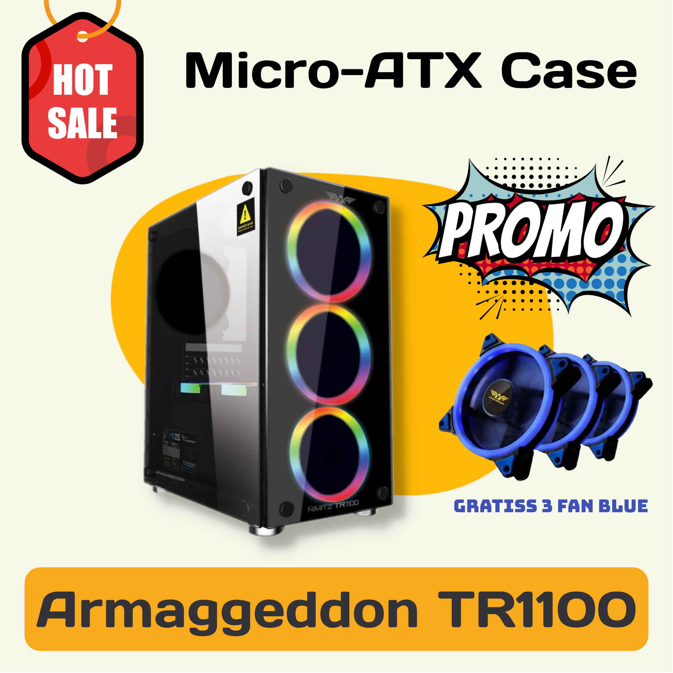 Casing PC Gaming Armaggeddon NIMITZ TR1100 FREE 3 Fan White / Black ...