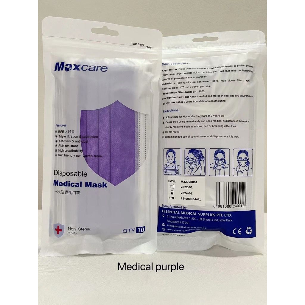 MAXCARE 3 Ply Medical Grade Masks 100 Percent Made in Singapore ...