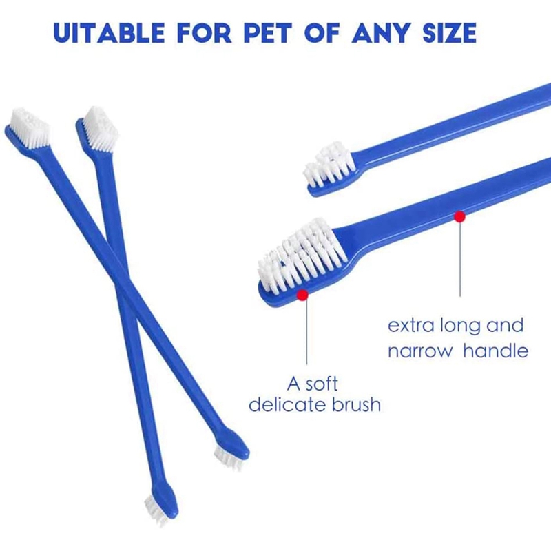 20 Piece Cat Dog Pet Toothbrush Set Double Headed Convenient Dental ...