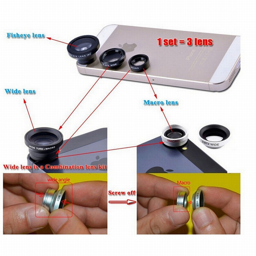 【GlobalTrendz】mobile Fish eye universal 3 in 1 phone chip lenses ...