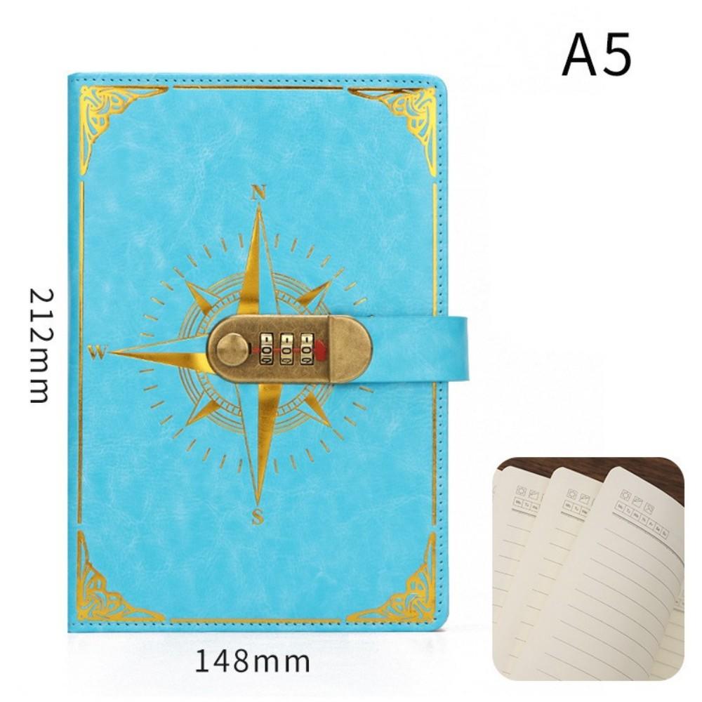 【Special offer】A5 Retro Pas Lock Notebook With Lock Voyage Travel Diary ...