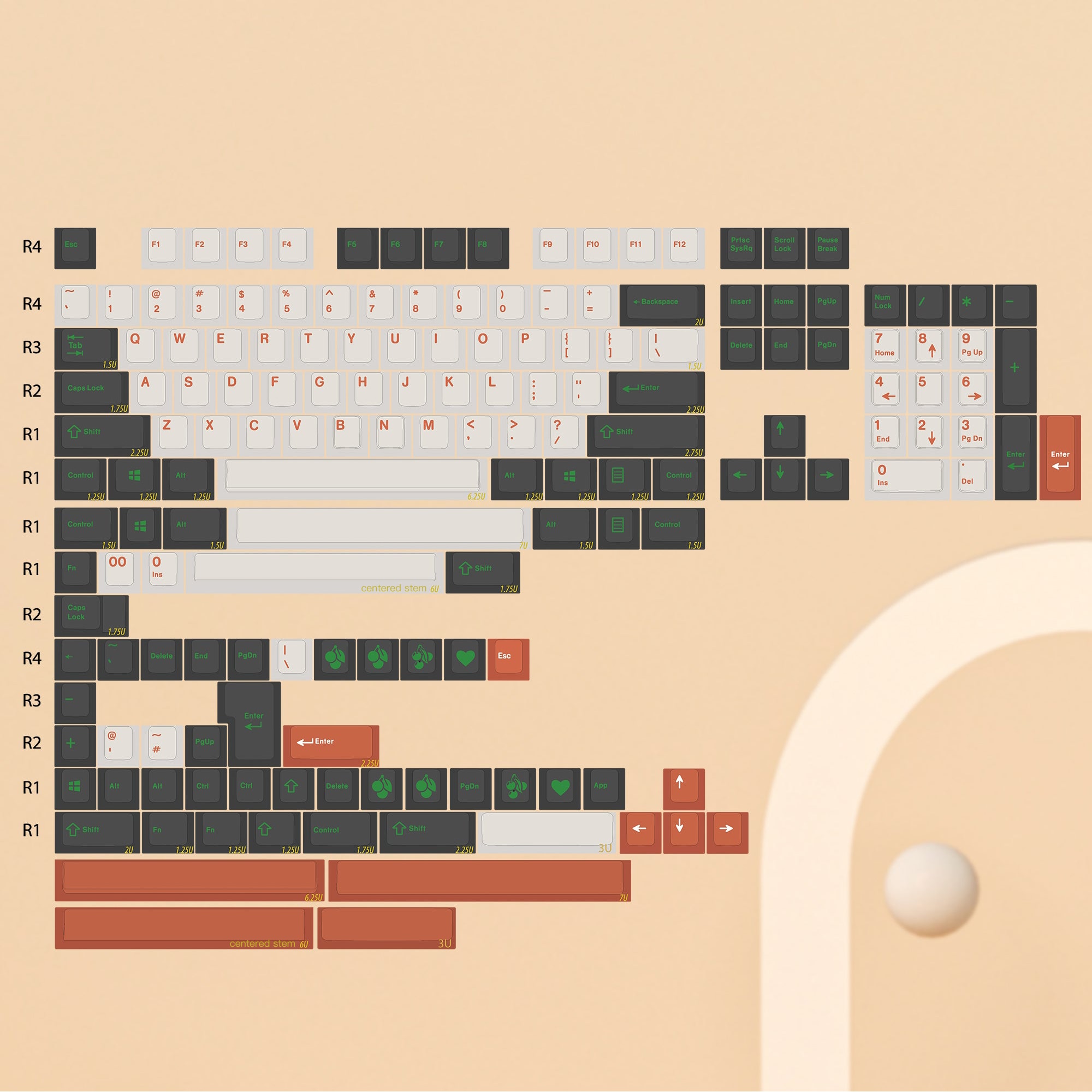 EnjoyPBT ABS Doubleshot Green&White/Black&Orange Keycaps Set For MX ...
