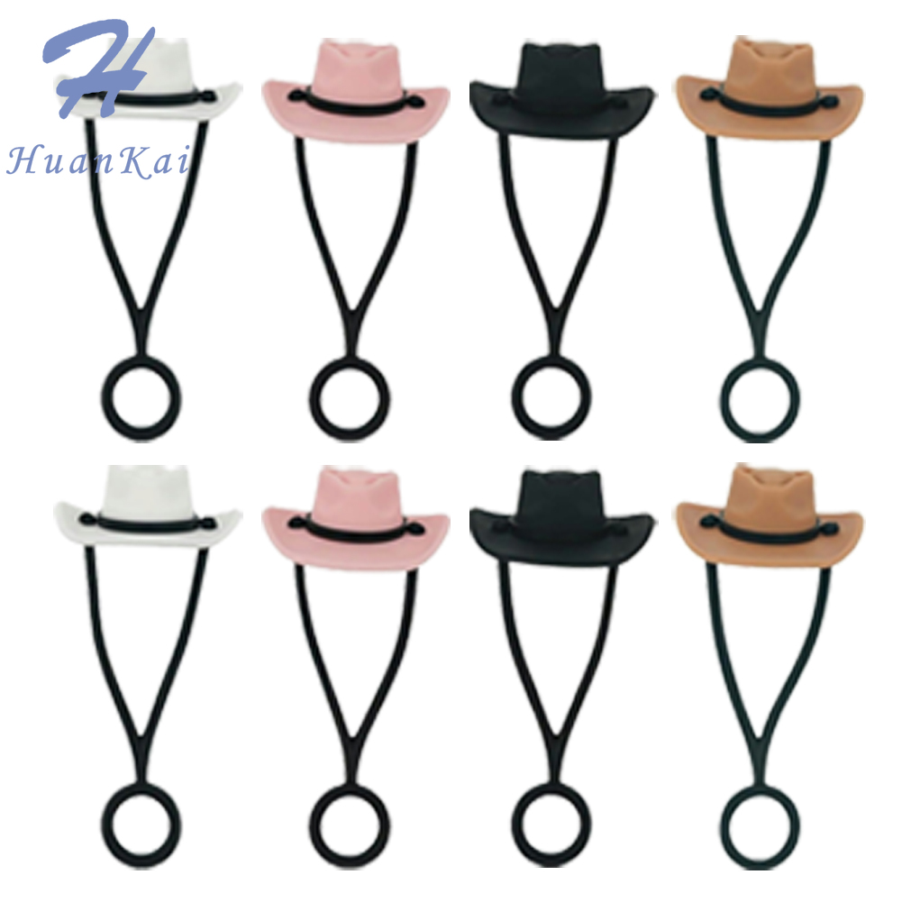 Huankai 4PCS Silicone Cowboy Hat Straw Covers Cap Compatible With Stanley Cup Straw Topper Dust ...