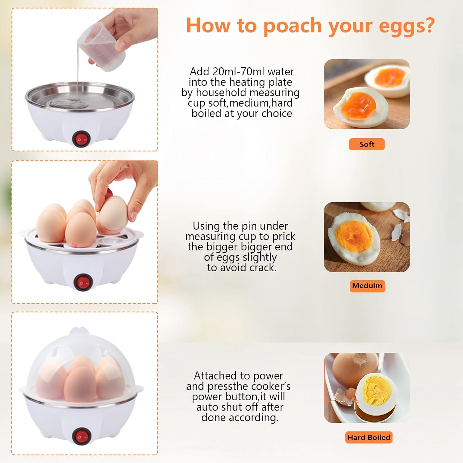【Big-promotion】 Electric Egg Cooker Boiler Maker Soft Medium or Hard ...