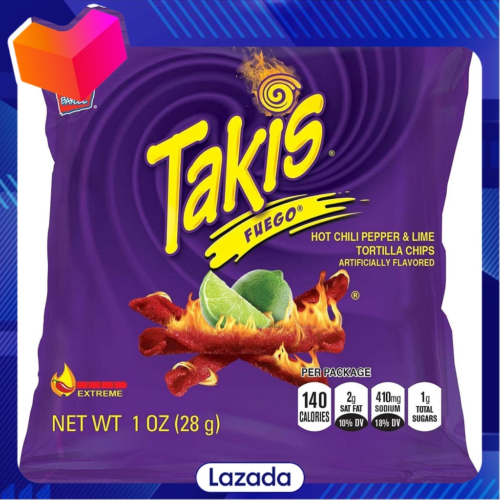 Takis Fuego Hot chilli & Lime ขนมยอดฮิต นำเข้า Takis หลายรส เปรี้ยวแสบ ...