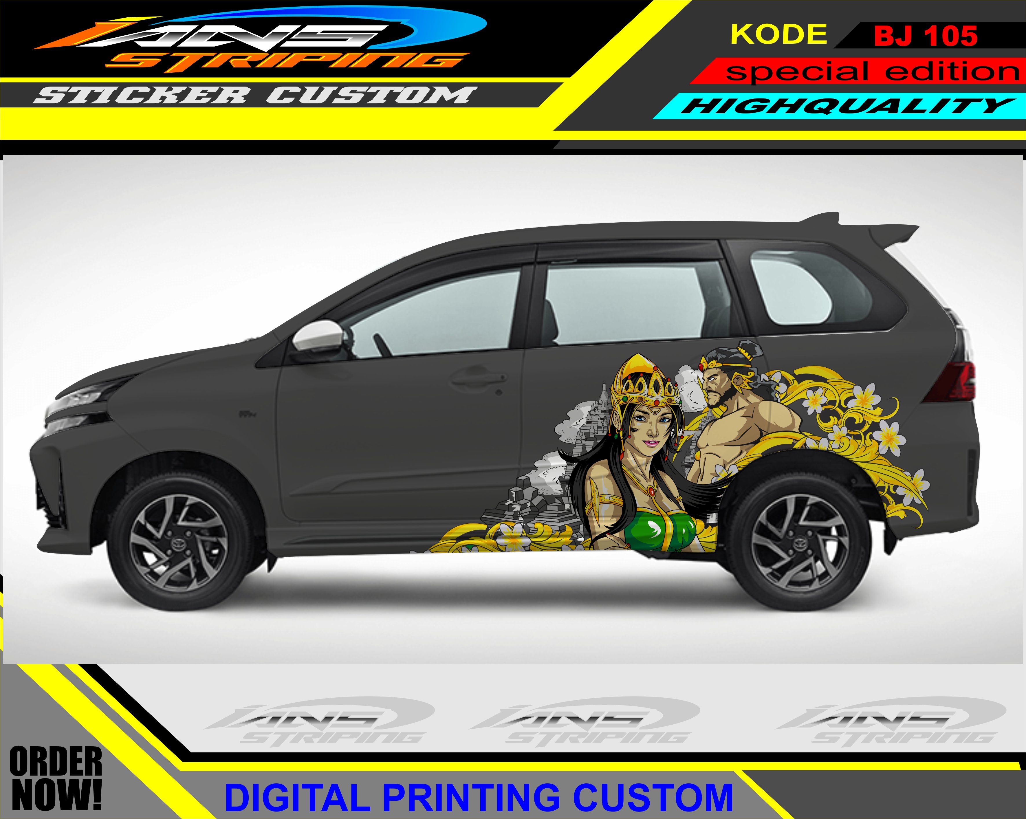 VARIASI MOBIL HONDA JAZZ / STIKER MOBIL BRIO AVANZA YARIS XENIA / DECAL ...