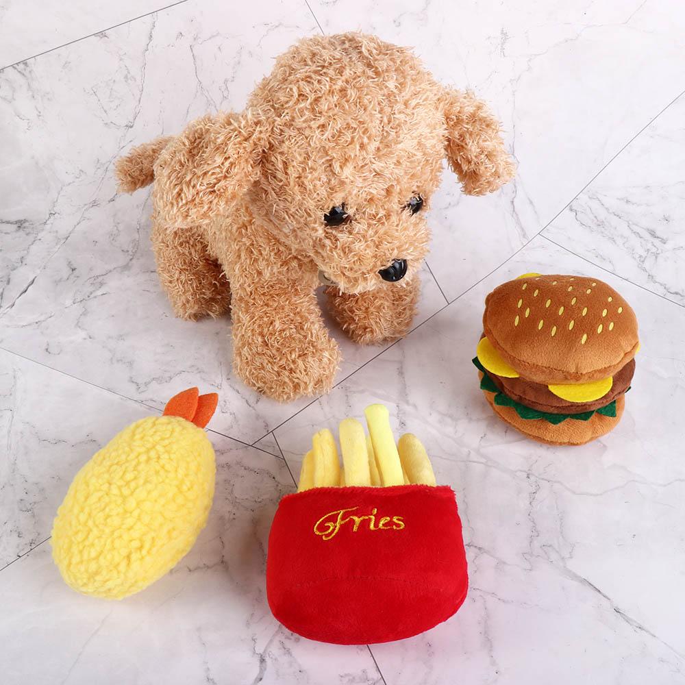 Stuffed Bite Resistant Chew French Fries Burger Puppy Playing Dog Pet ...