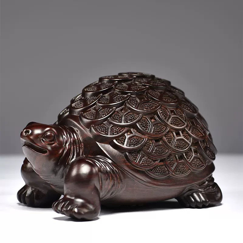 High Quality Money Tortoise Solid Wood Carving Office Decoration Decor ...