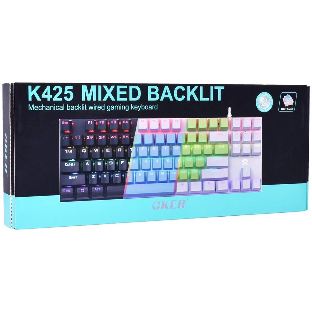 คีย์บอร์เกมมิ่งOKER K425 บลูสวิสต์ TKL MIXED BACKLIT Mechanical backlit ...
