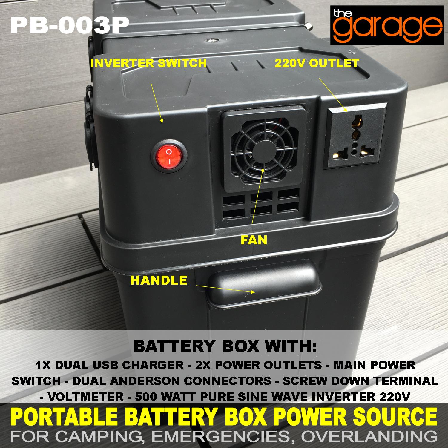 The Garage PB-003P BATTERY BOX with inverter, Portable Battery Box ...