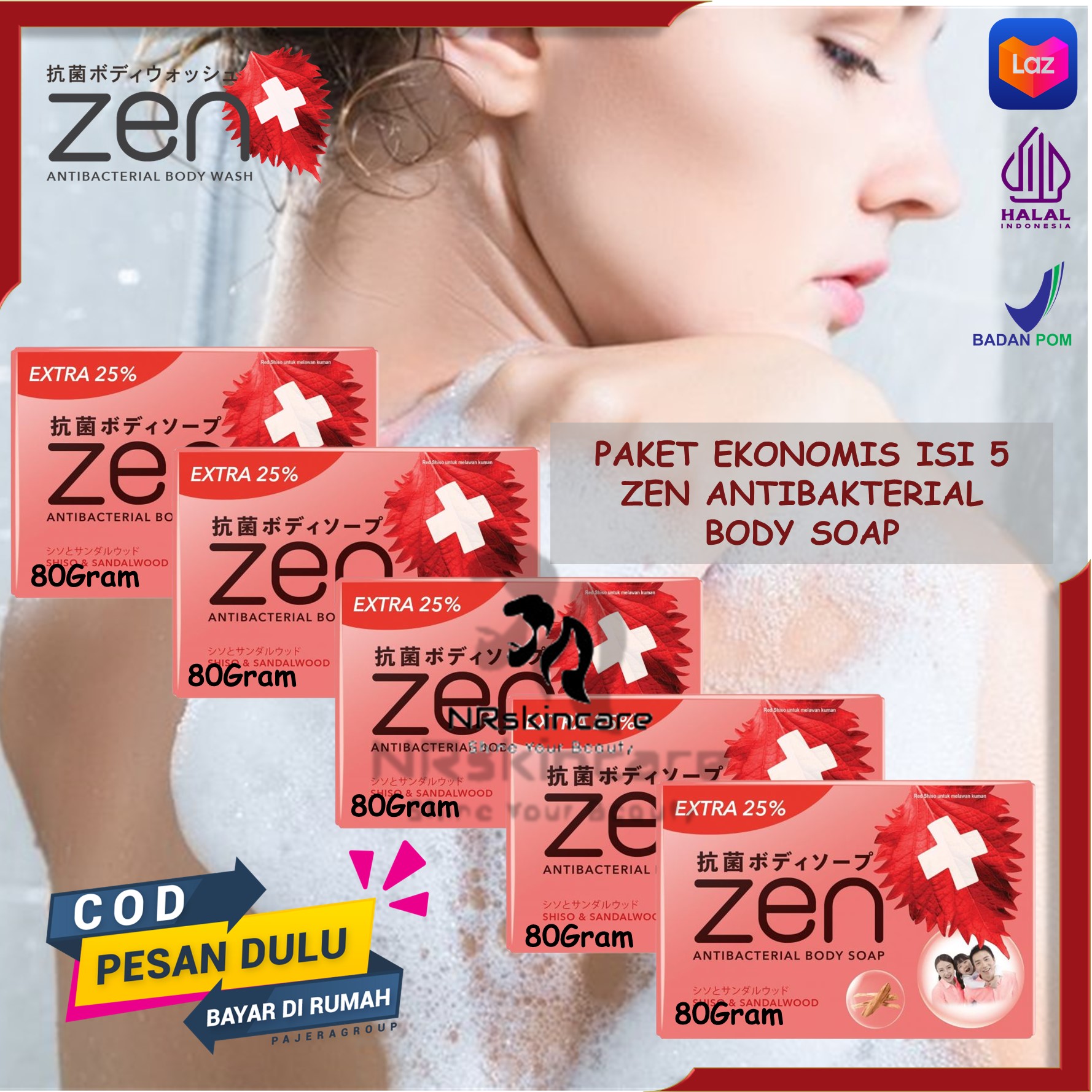 PAKET EKONOMIS 5 Pcs / Zen Sabun Batang / Antibakterial Body Soap / Bar ...