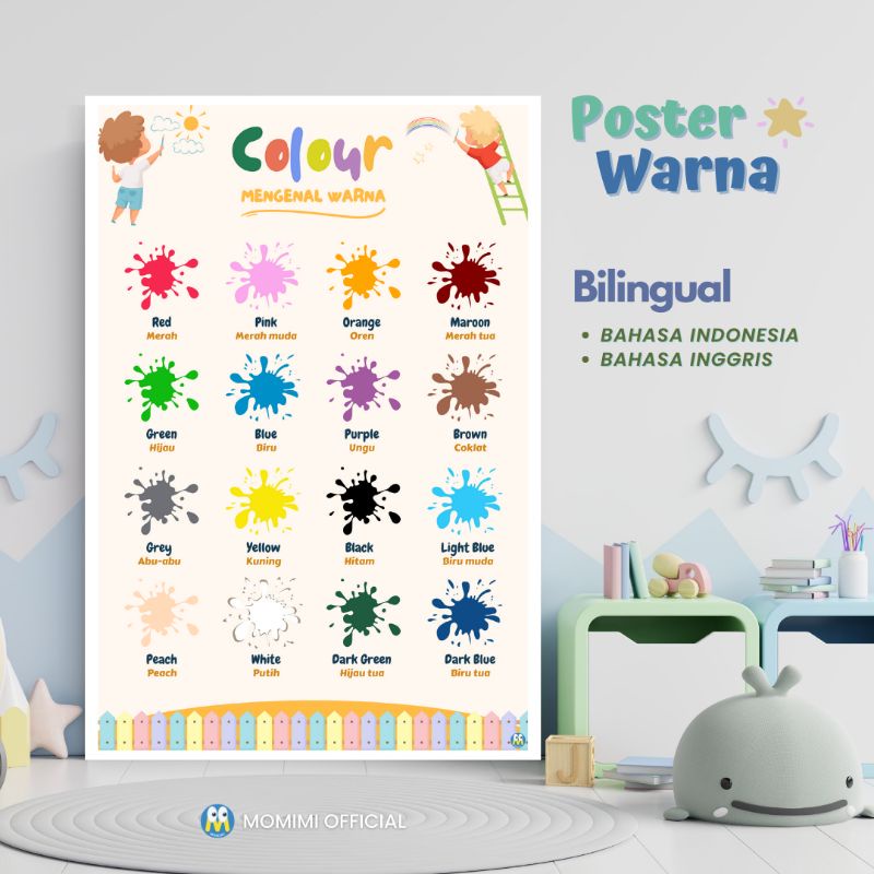 JDM Project - Poster Edukasi Macam-macam WARNA Bilingual Bahasa Inggris ...