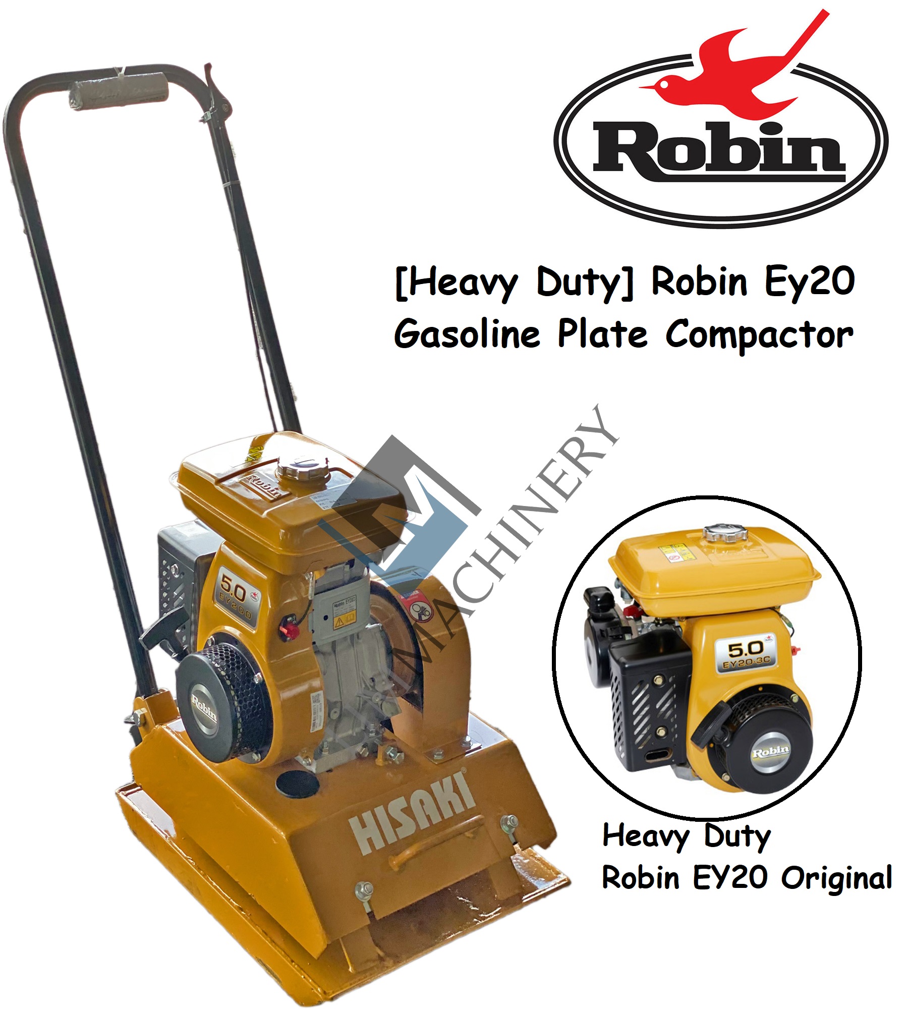 [Heavy Duty] Robin Ey20 Gasoline Plate Compactor (5Hp) | Lazada