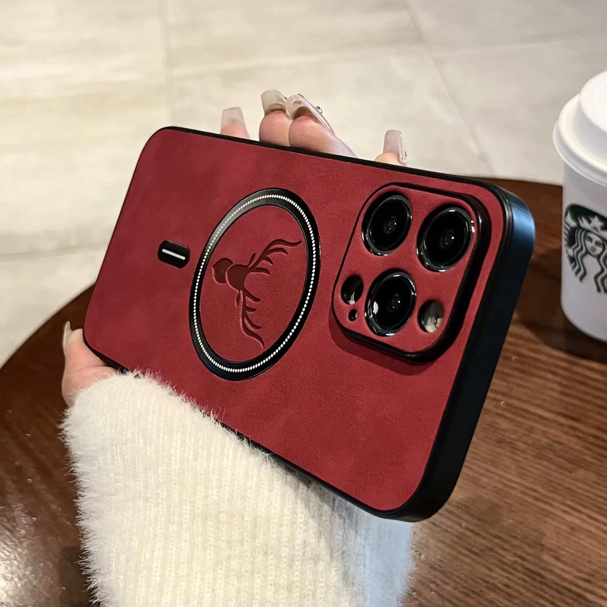 Luxury Magsafe Wireless Charge Deer Cortex Phone Case For iPhone 16 15 ...