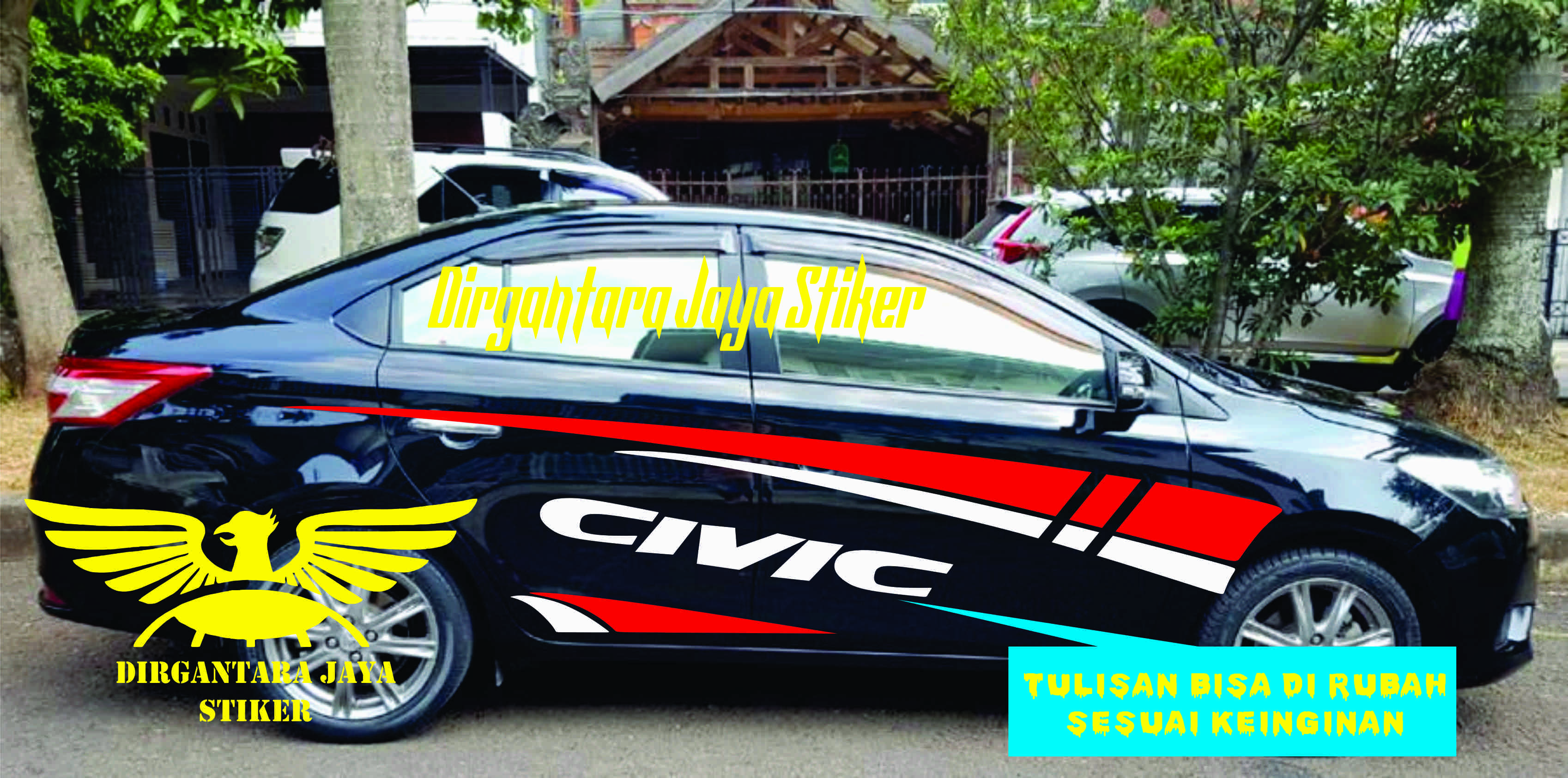 STIKER CIVIC STICKER MOBIL CIVIC STIKER SEDAN SEMU TIPE SEDAN VIOS ...