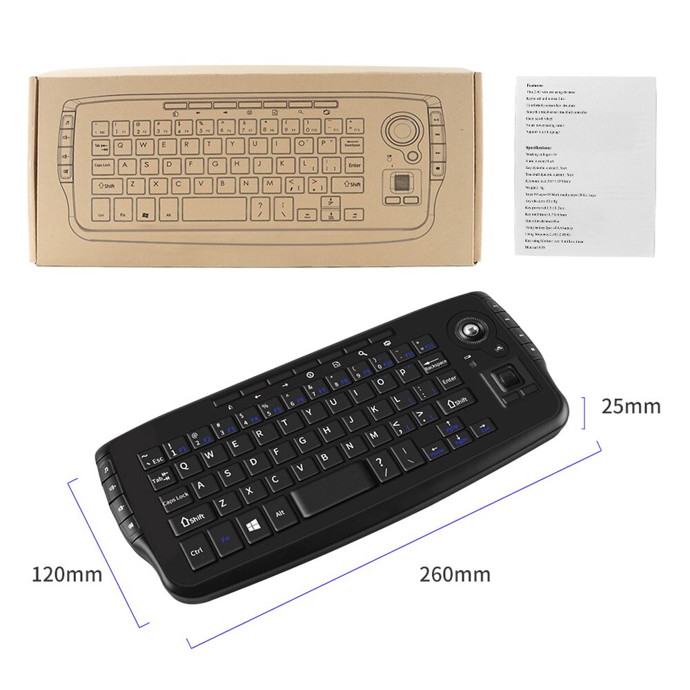 2.4G Wireless Mini Trackball Keyboard Air Mouse Decent Design Handheld ...