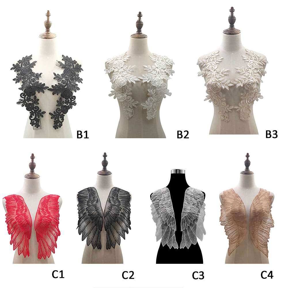 1Pair 3D Black Wings Cloth For Women Applique Badge Lace Sewing Patches ...
