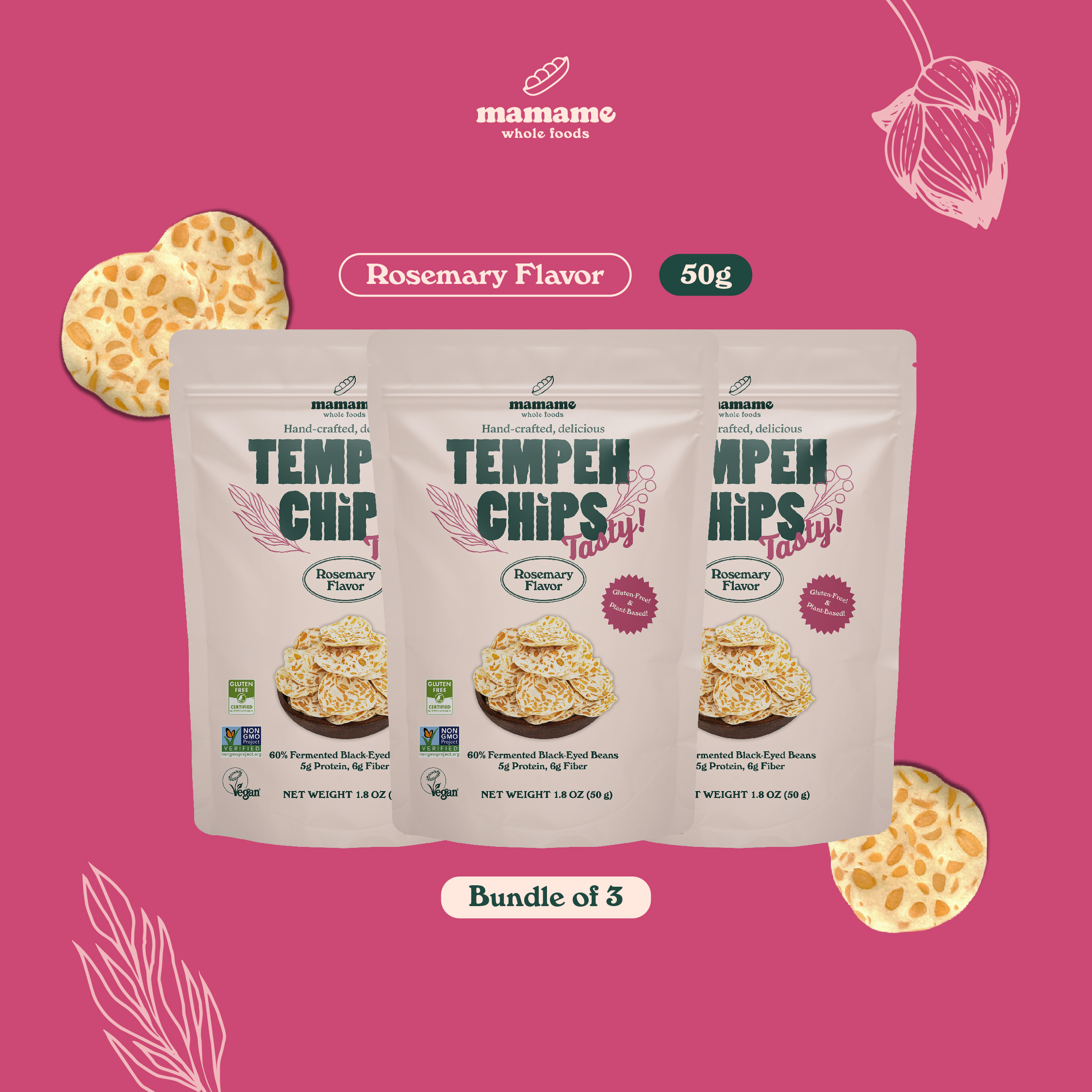 Mamame Tempeh Chips - Rosemary | Lazada Singapore