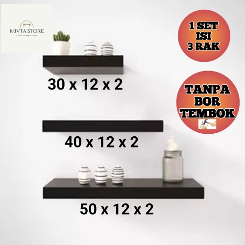 Promo Rak Dinding SLIM (1 Set 3 Pc) UK 50 40 30 Rak Dinding Minimalis ...