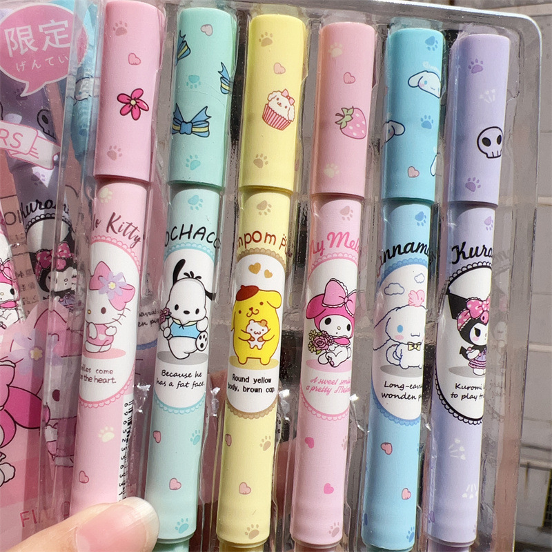 【The Quiet Page】6pcs/set Sanrio Fluorescent Pen Cute Box High Color ...
