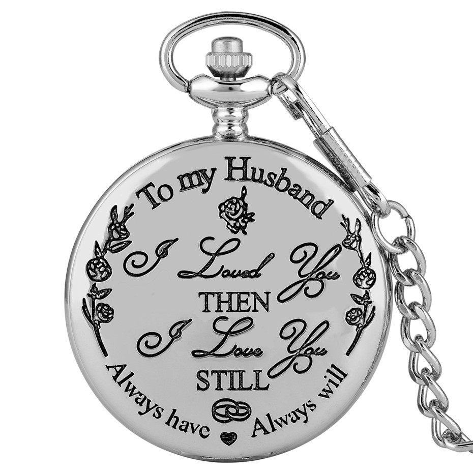 【High-quality】Engraved "To My Husband"Design Quartz Pocket Watch Luxury ...