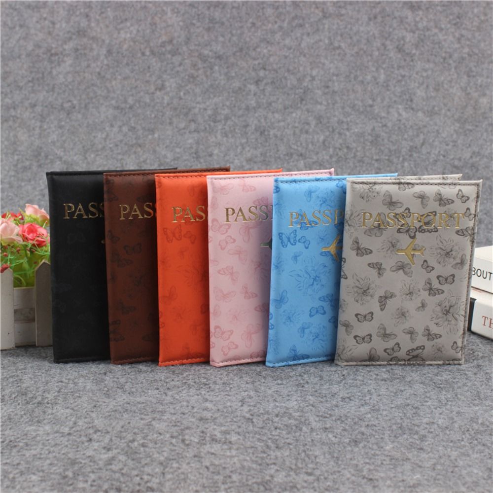 Portable Butterfly Print Passport Holder PU Leather Multi-function ...