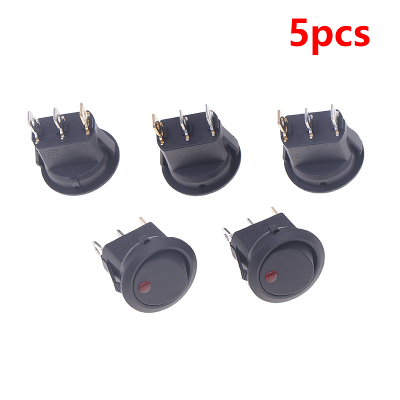 5Pcs 5 Colors Push Button Switch 3 Pin 12V 20A Car Rocker Round Toggle ...
