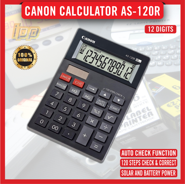 Canon AS-120R 12Digits Desktop Calculator / 120 Steps Check & Correct ...