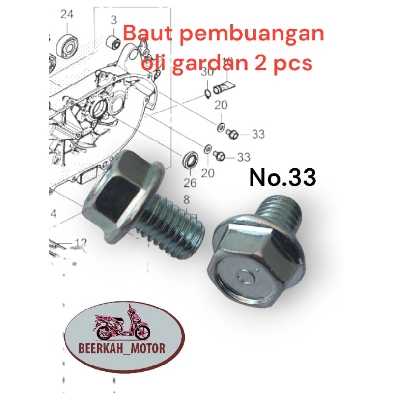 Baut pembuangan oli gardan Beat scoopy spacy vario 2 pcs | Lazada Indonesia