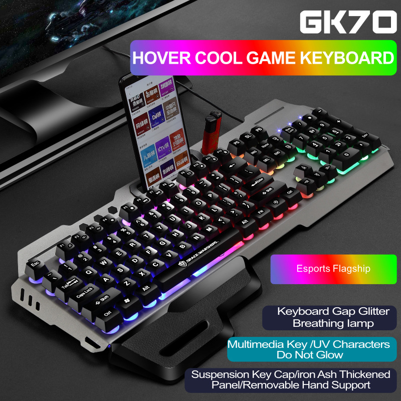 Metal Gaming Keyboard Mechanical Feel With Hand Rest Luminous ...