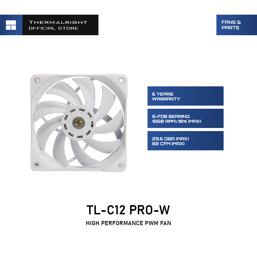 Thermalright TL-C12 Pro Series High Performance PWM Fan, Case Fan [Grey ...