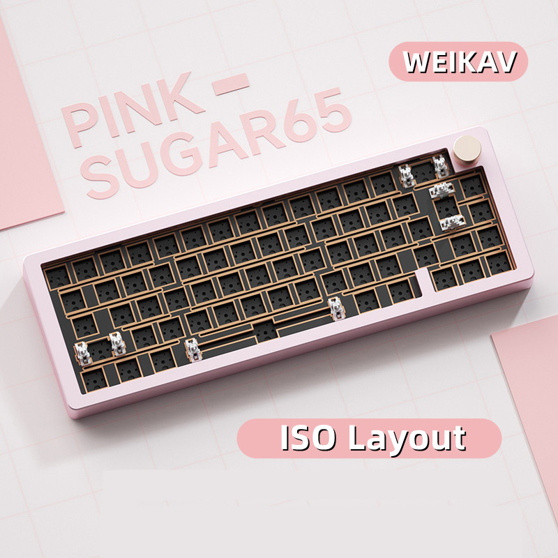 WEIKAV คีย์บอร์ดแบบกลไก Sugar65 CNC เคสอลูมิเนียม ANSI Layout ANSI แบ็ค ...