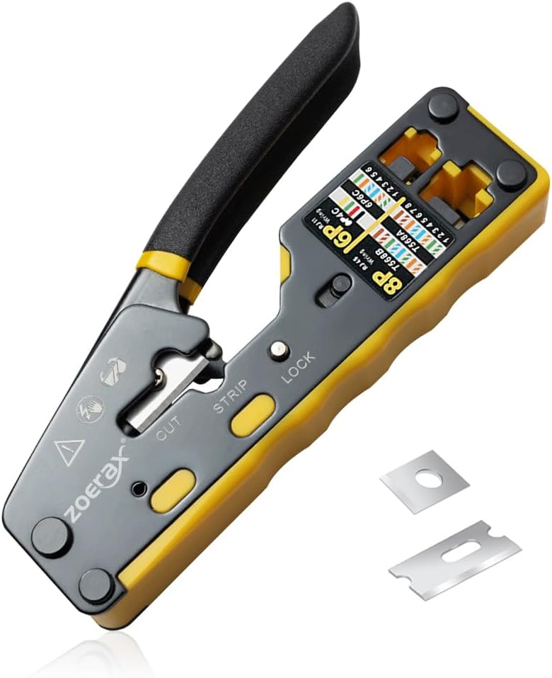 ZOERAX Professional Network Tool Kit, 8 in 1 RJ45 Crimp Tool Kit - Pass ...