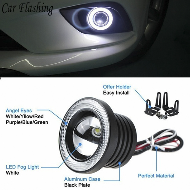 2.5'' 15W Car White COB LED Projector Angel Eyes Blue Ring DRL Fog Light Lamp | Daraz.pk