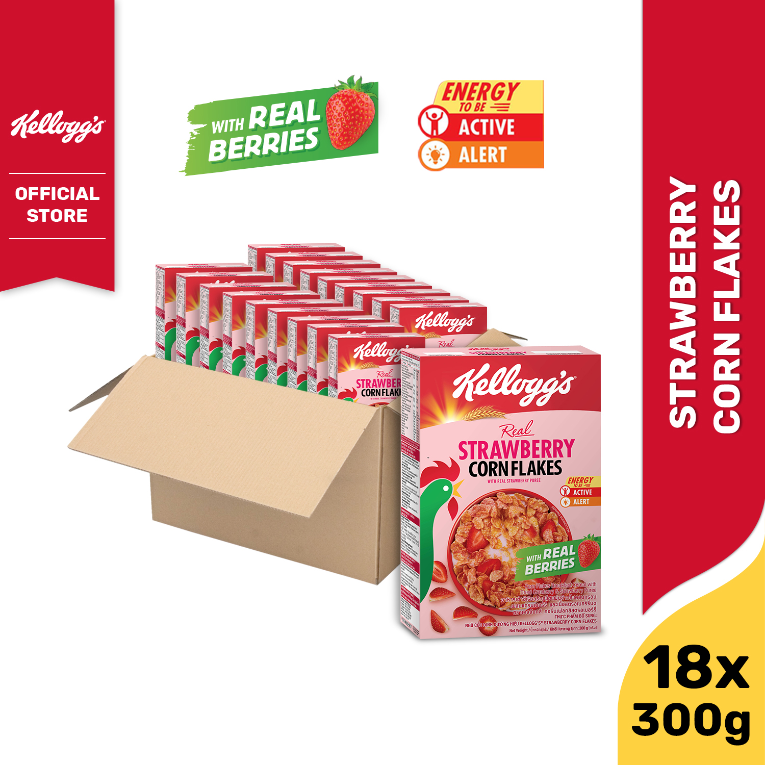 Kellogg's Strawberry Corn Flakes Cereal 300g Carton - 18pcs | Lazada PH