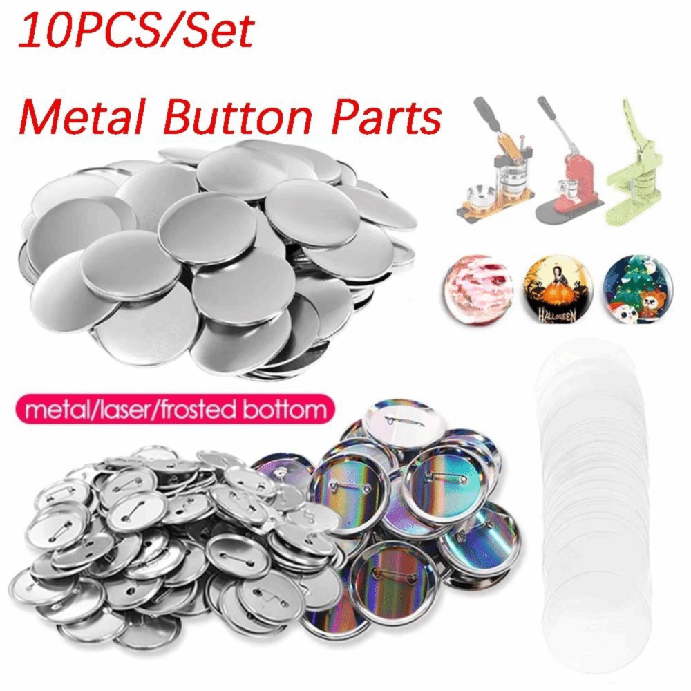 10Pcs New 44mm/58mm Badge Maker Parts Round Metal Hand Press Button ...